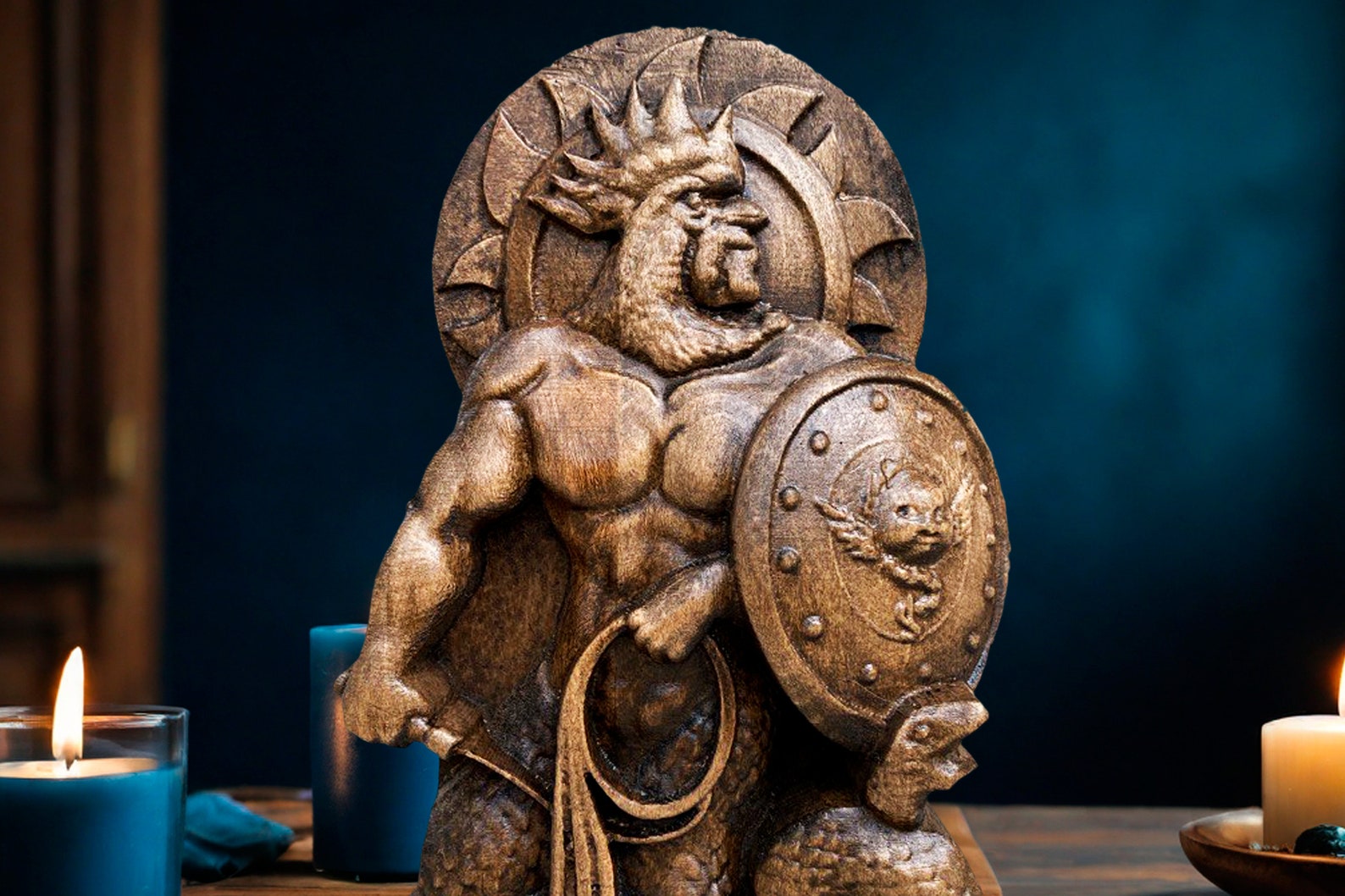 Abraxas Goetia Goetic Magic Wood Carving Sculpture Archon Statue ...