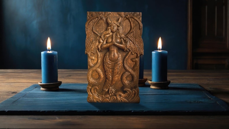 Lilith Statue Goddess Lilith Figurine Lilith Wooden Statue Astaroth ...