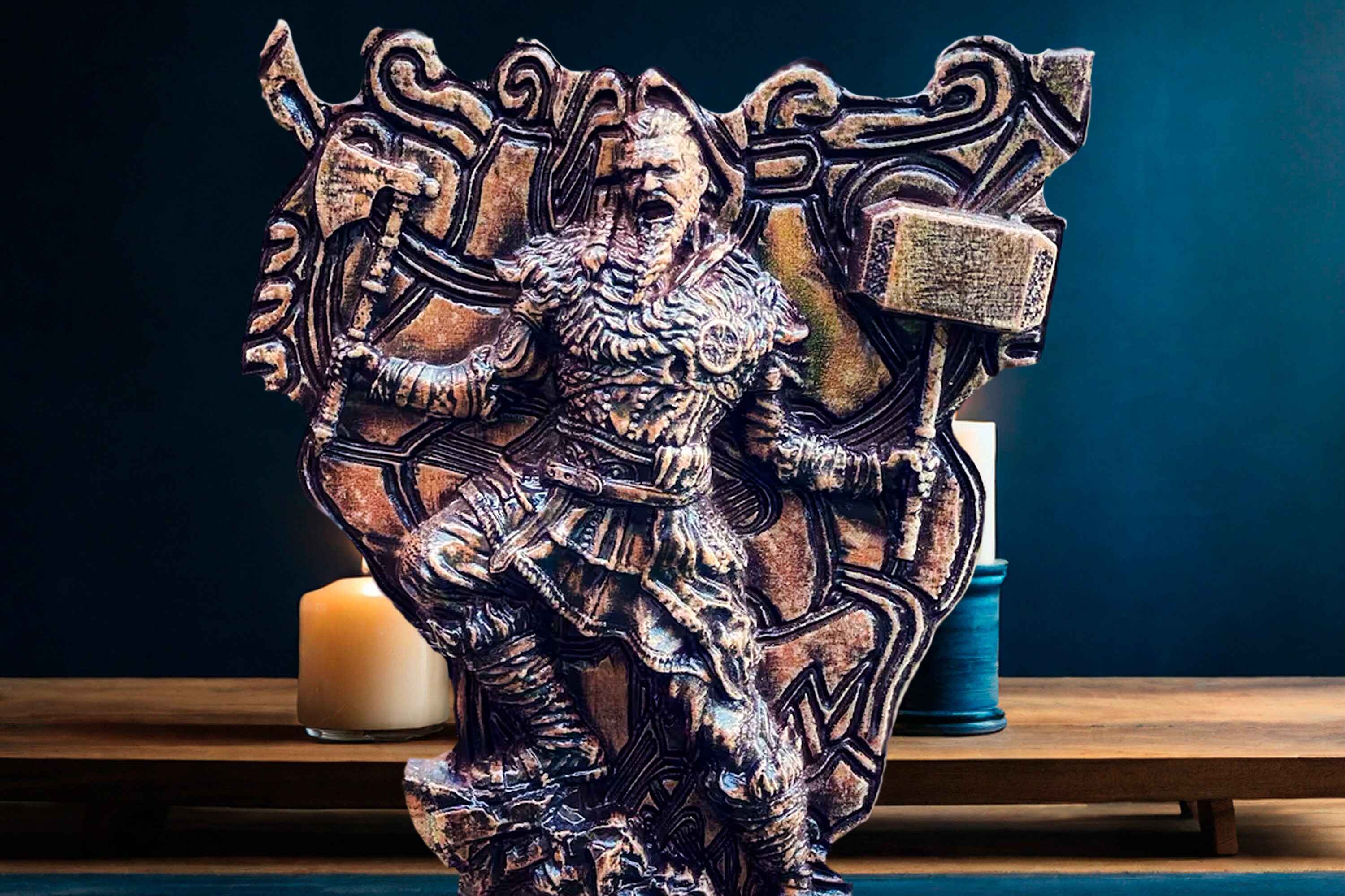 Thor God Viking God Wooden Carved Statue Pagan Paganism God Altar ...