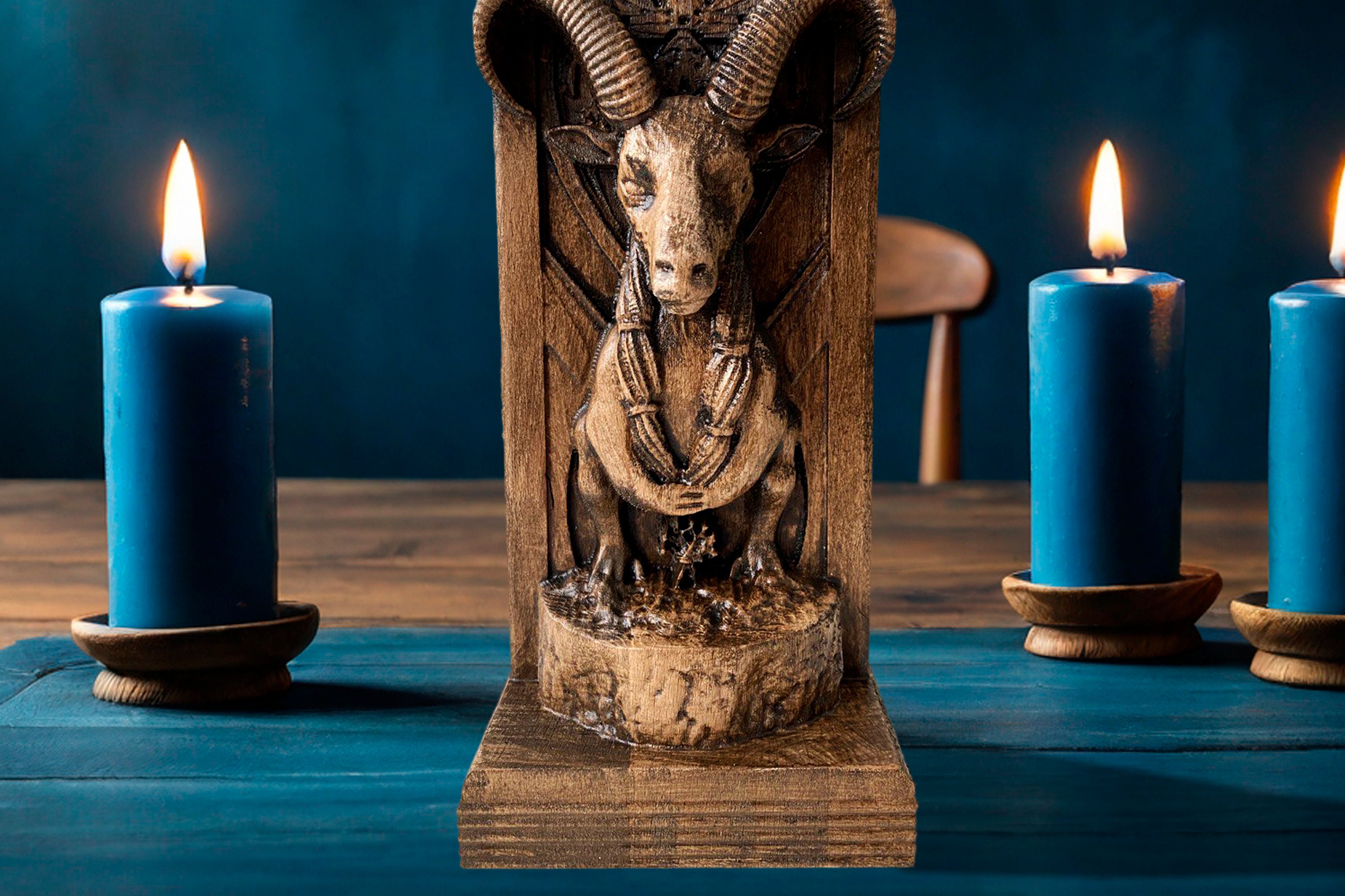 Goat Wood Statue Goat Figure Ram Art Tanngrisnir Tanngnjóstr Wood ...
