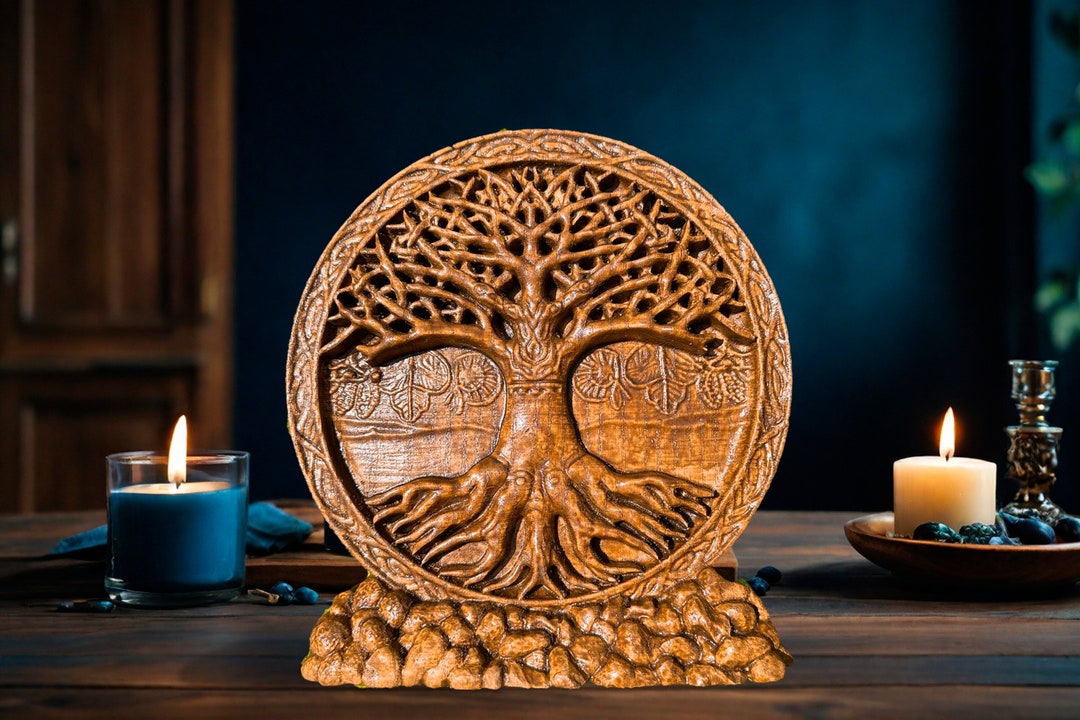 Yggdrasil Wood Statue Tree of Life Celtic Statue Yggdrasil Norse ...