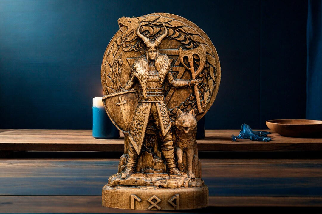 Loki Wood Statue Norse Pantheon Viking Pagan Asatru Heathen God and ...