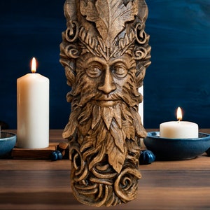 Green Man Face Statue Greenman Statue Forest God Greenman Celtic God ...