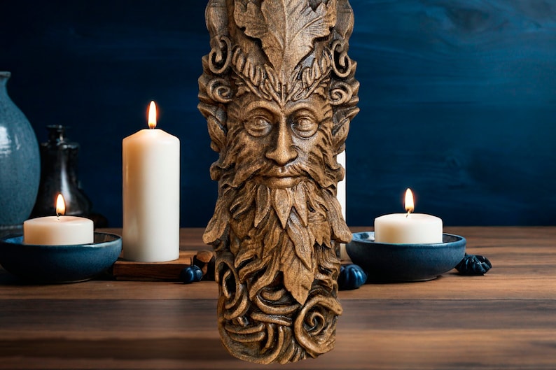Green Man Face Statue Greenman Statue Forest God Greenman Celtic God ...