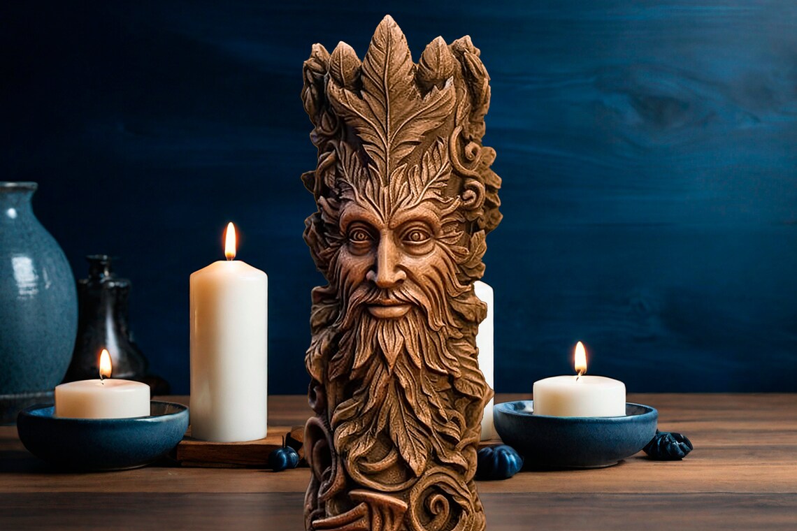 Green Man Face Statue Greenman Statue Forest God Greenman Celtic God ...