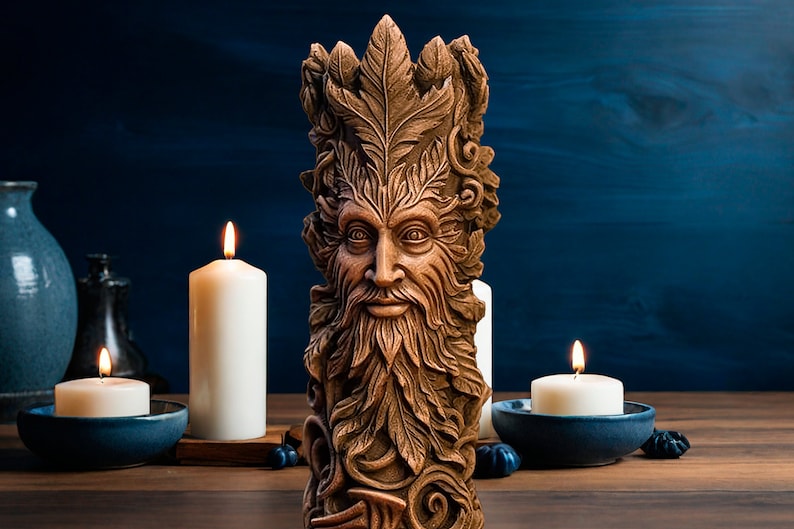 Green Man Face Statue Greenman Statue Forest God Greenman Celtic God ...