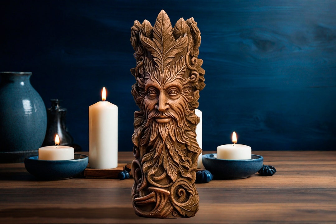 Green Man Face Statue Greenman Statue Forest God Greenman Celtic God ...