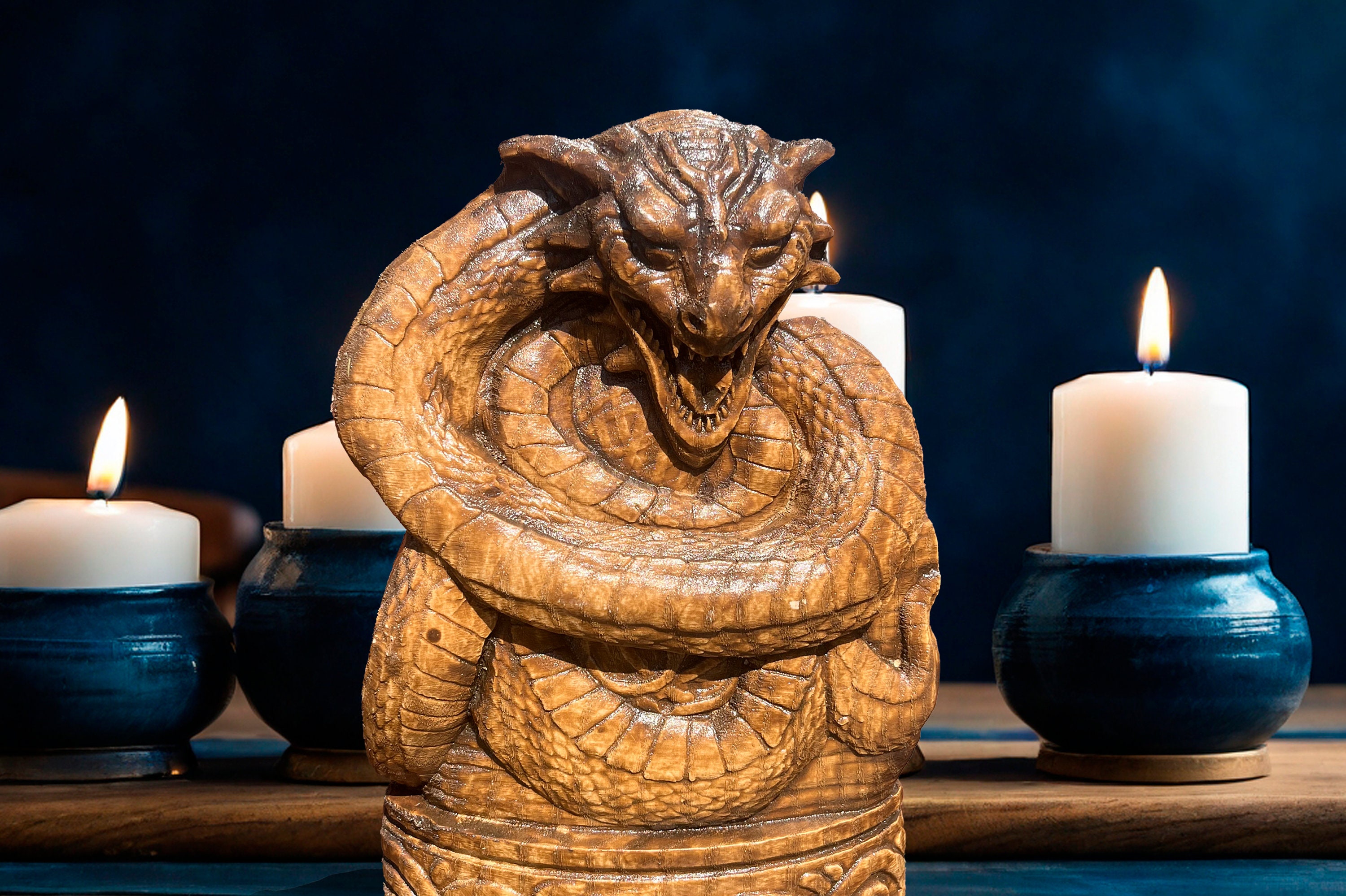 Jormungandr Wooden Altar Statue Viking Nordic Pagan Decor Huge Monster ...