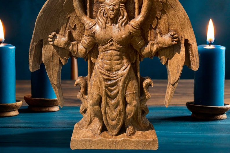Lucifer Statue Mythology Wood Sculpture Lucifer Morningstar Satan Demon ...
