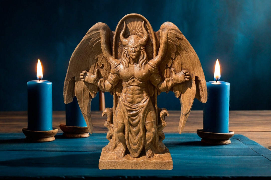 Lucifer Statue Mythology Wood Sculpture Lucifer Morningstar Satan Demon ...