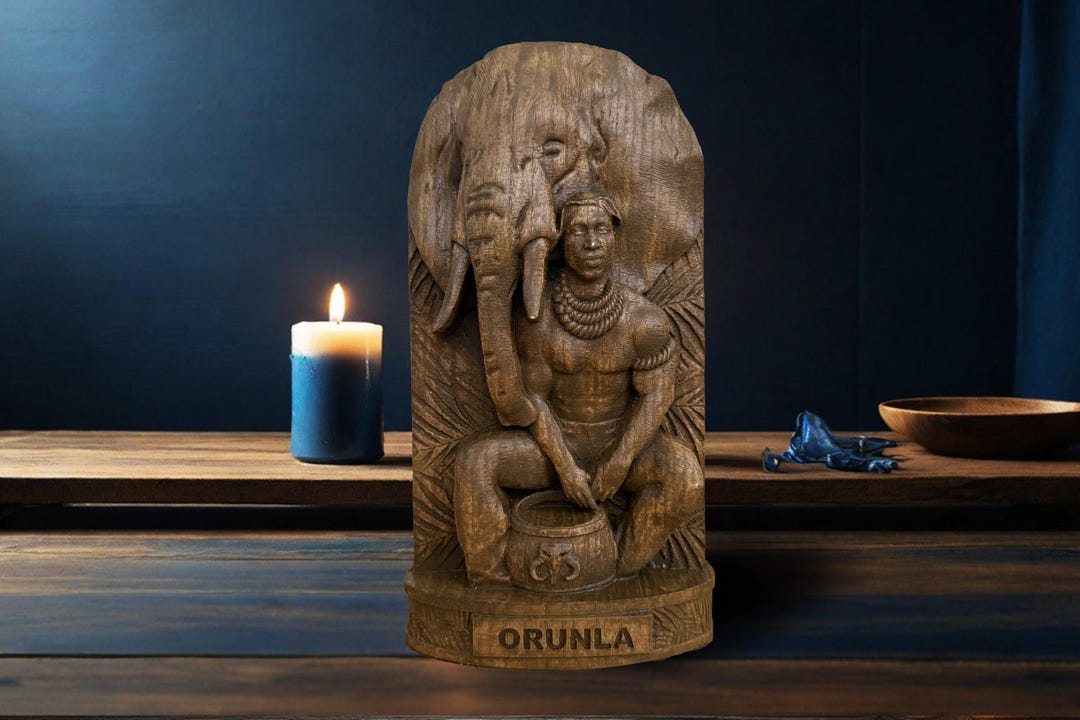 Orunla Orunmila Wood Carved Statue Yoruba Ifá Altar Decor Estatua De ...