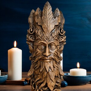 Green Man Face Statue Greenman Statue Forest God Greenman Celtic God ...