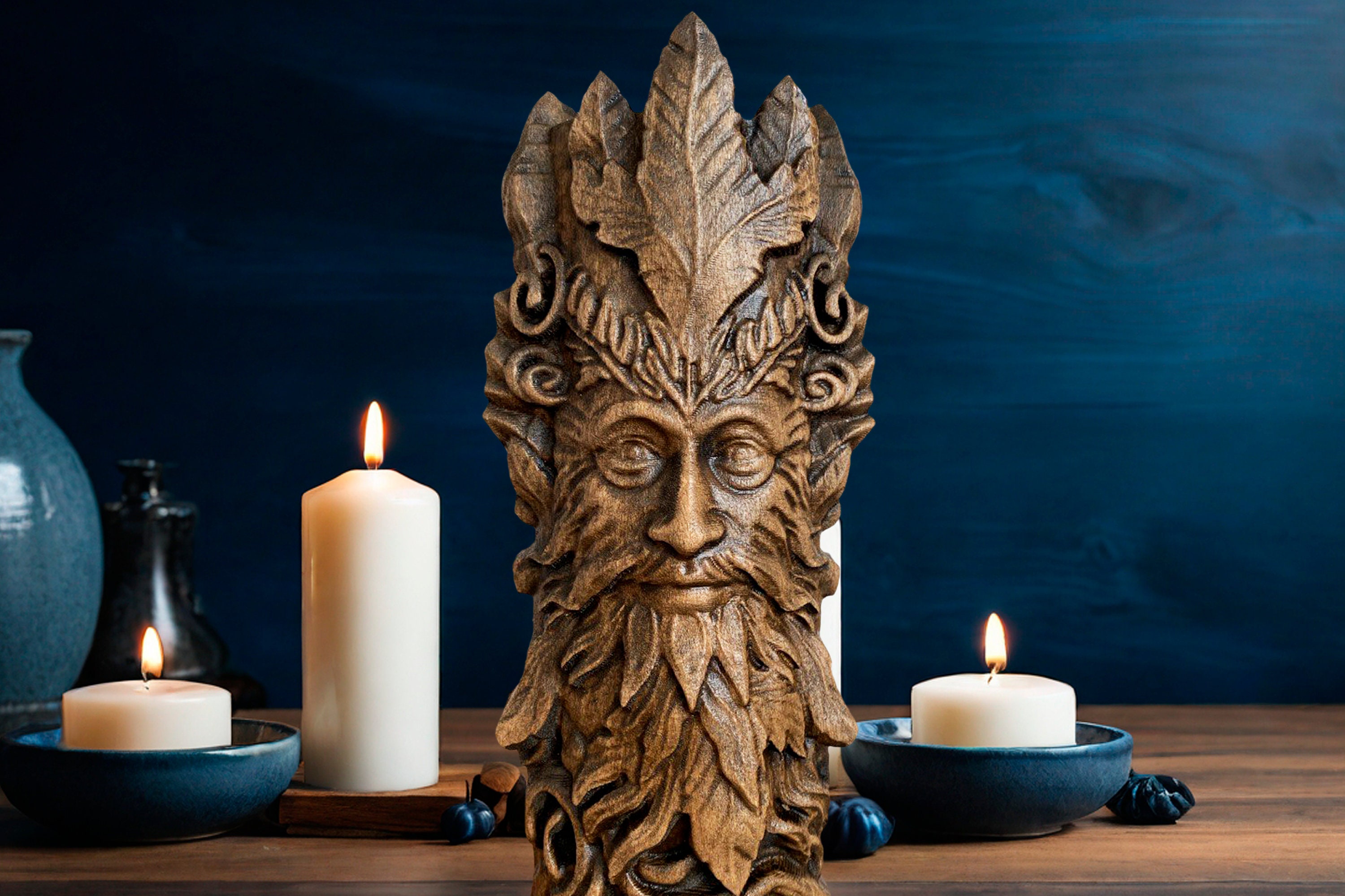 Green Man Face Statue Greenman Statue Forest God Greenman Celtic God ...