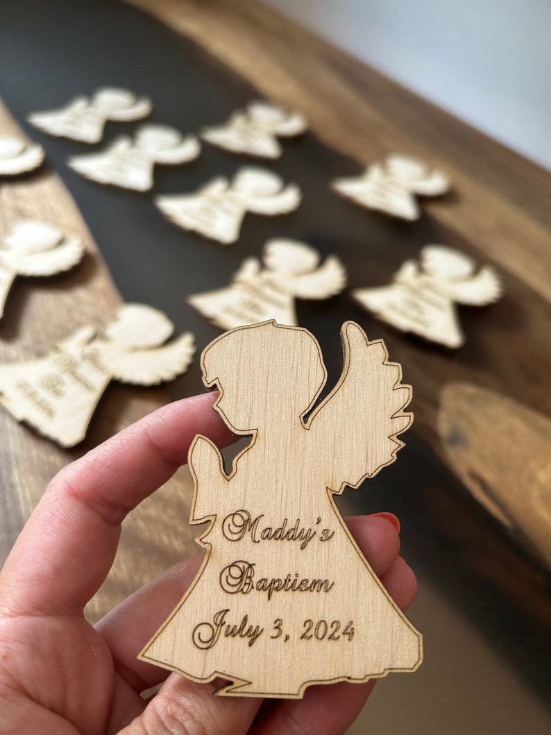 Set of 20 Angel Favors | Custom Keepsake Baptism | Laser Cut Thank You ...