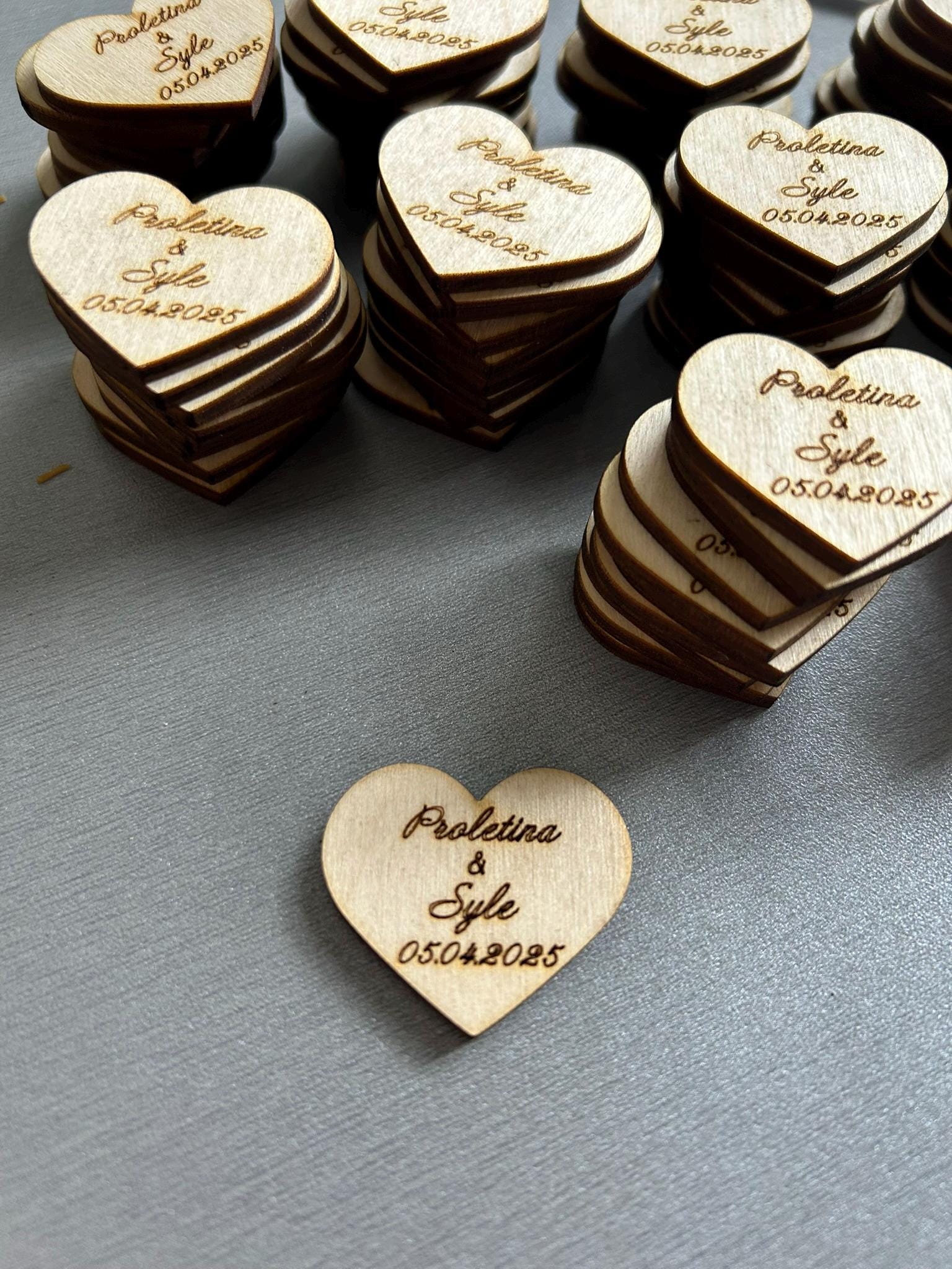Wooden Wedding Hearts, Heart Wedding Table Decoration, Personalized ...