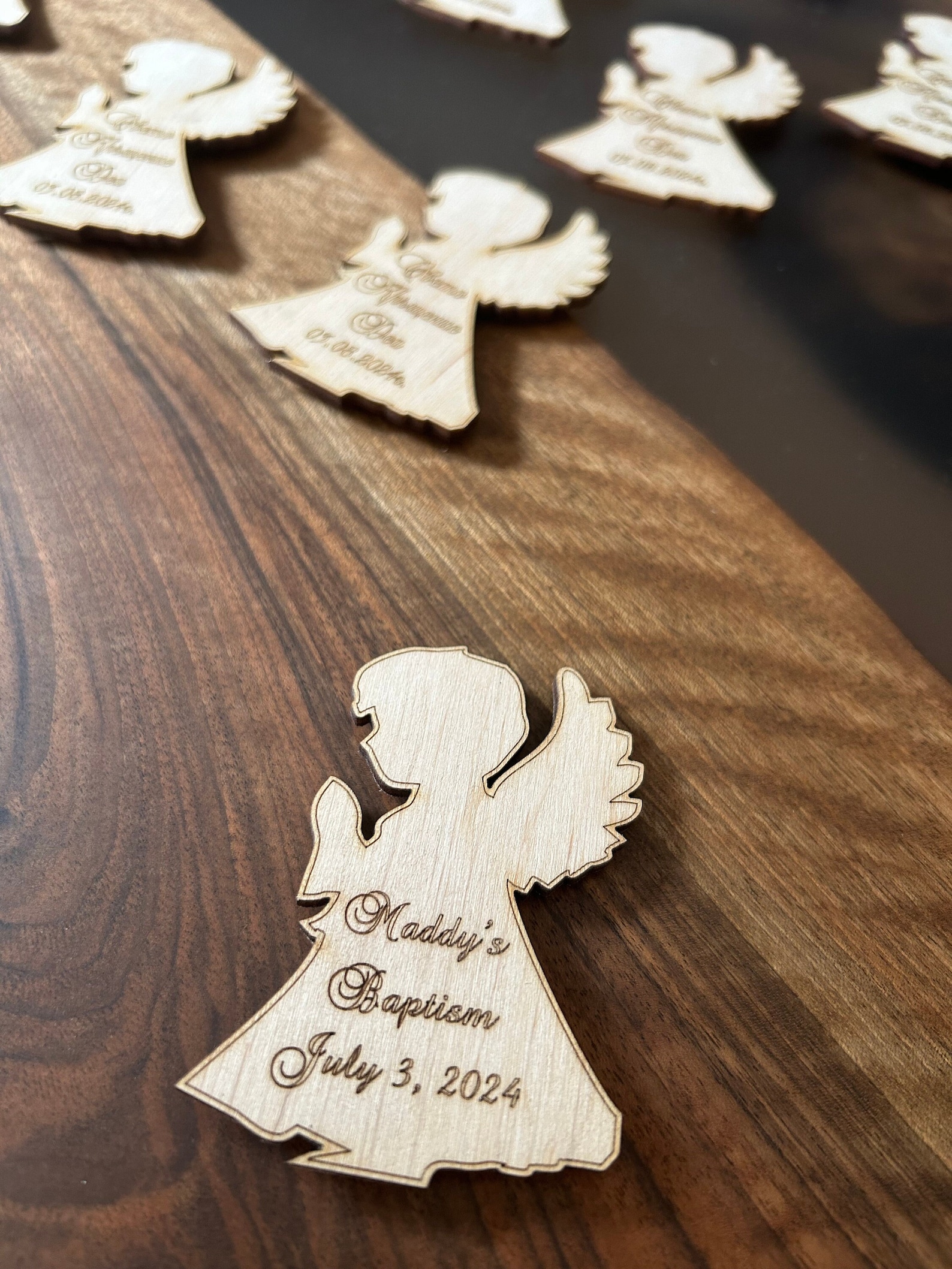 Set of 20 Angel Favors | Custom Keepsake Baptism | Laser Cut Thank You ...