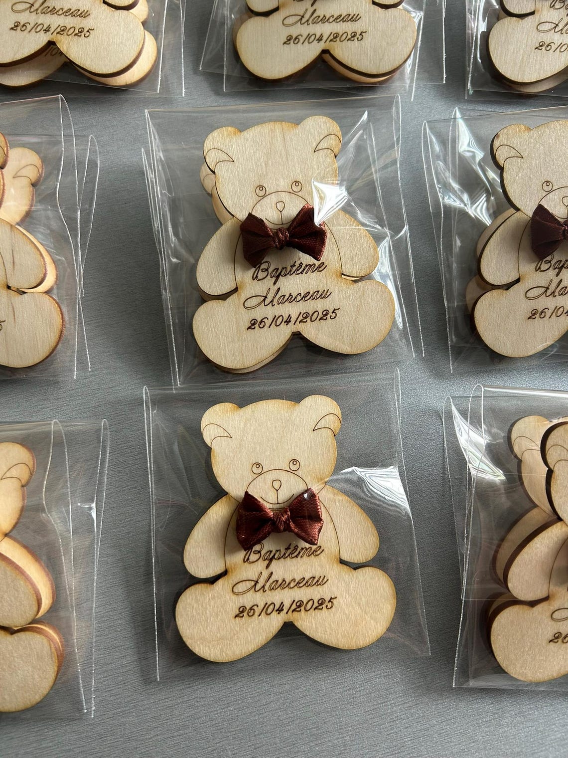Teddy Bear Party Favors With Brown Ribbon | Laser Cut Thank You Gifts ...