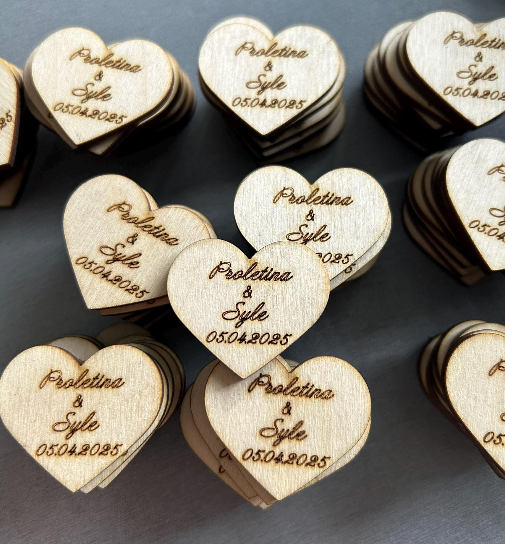 Wooden Wedding Hearts, Heart Wedding Table Decoration, Personalized ...