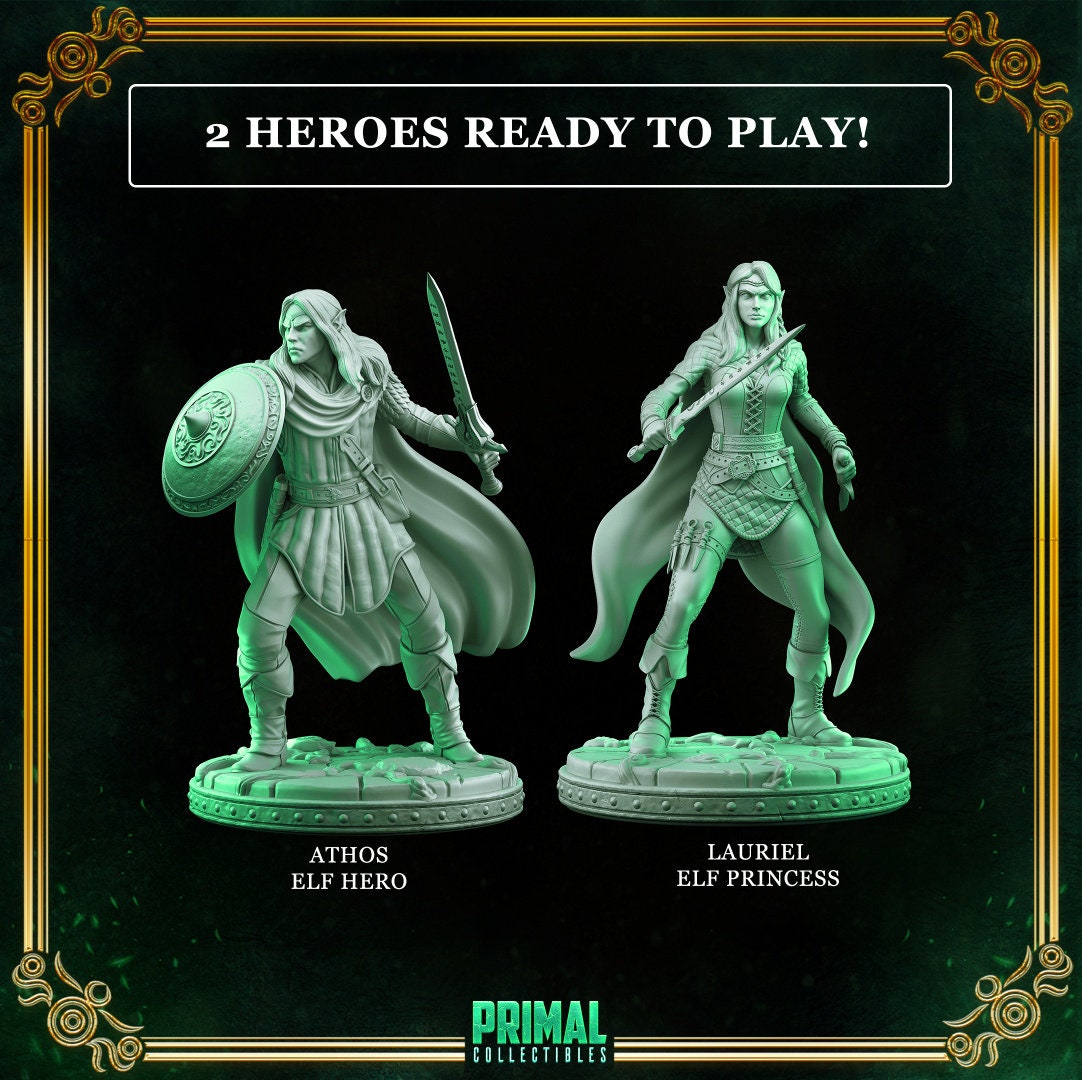 D&D Heroquest Elves Mage of the Mirror Pack Mini's 32mm 9 X Character ...