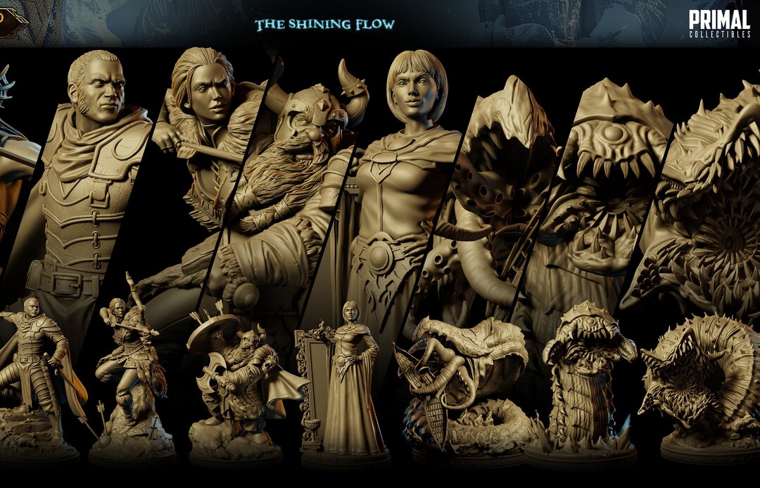 Primal Collectibles Icewind Dale Set Miniatures Bruenor, Cattie ...