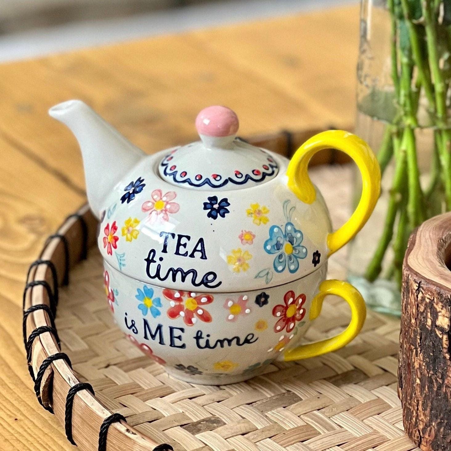 Floral Teapot & Mug Set ~ Tea for One - Etsy UK