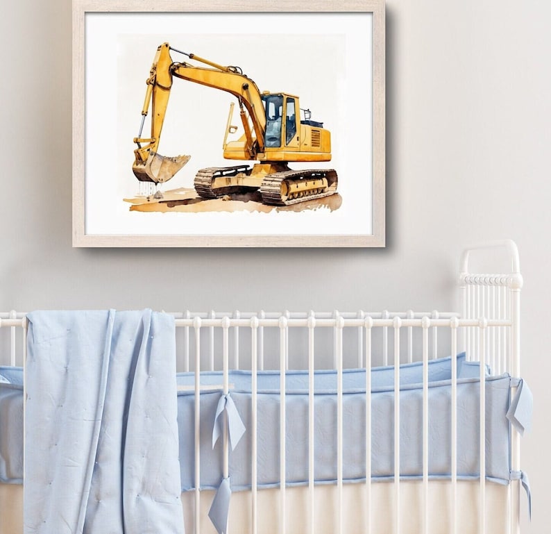 Excavator Print, Construction Prints, Digger Print, Excavator Poster ...