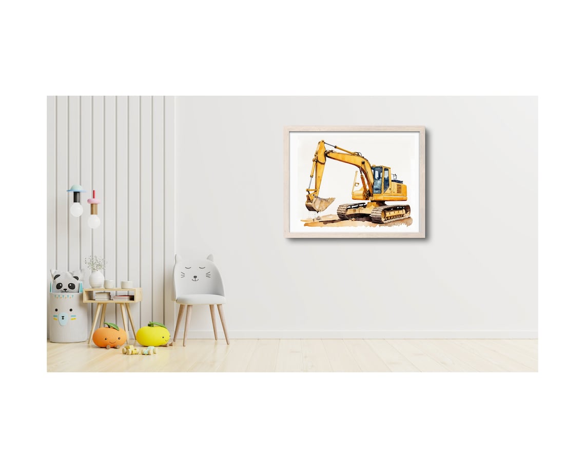 Excavator Print, Construction Prints, Digger Print, Excavator Poster ...