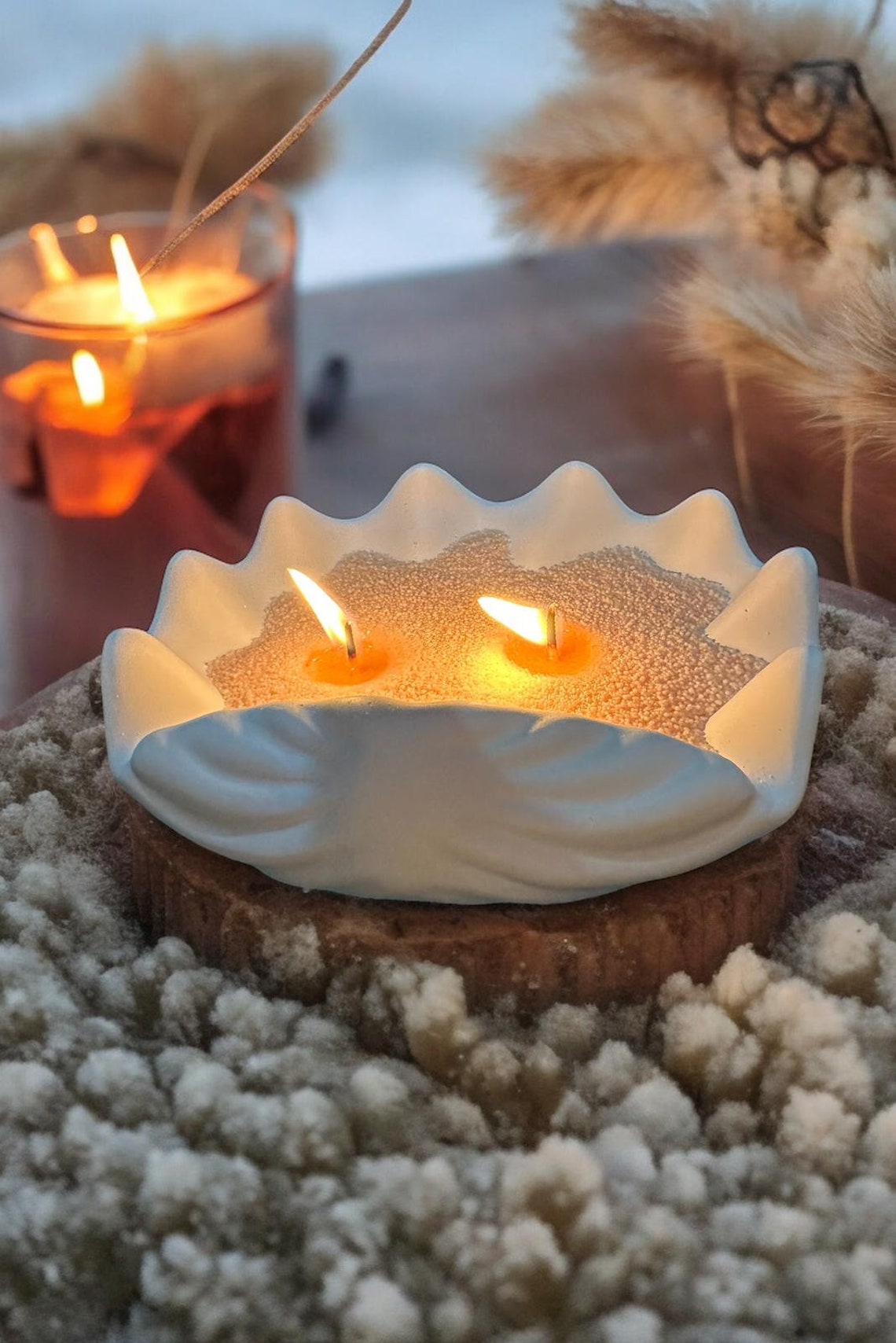 Seashell Pearl Candle | Powder Candle | Sand Candle in a CONCRETE ...