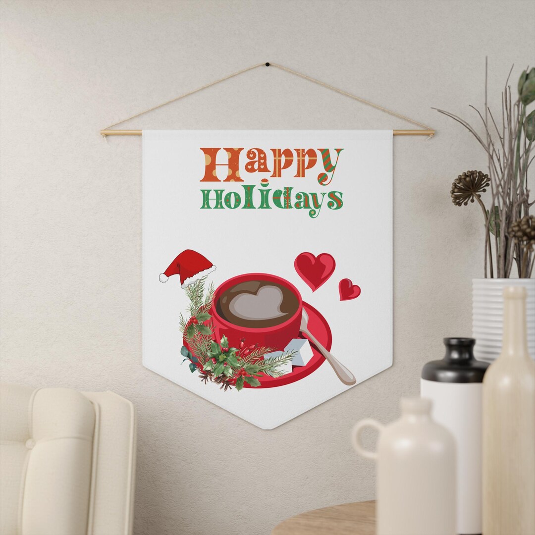 Coffee Lovers Pennant, Happy Holidays Flag, Christmas Coffee Banner ...