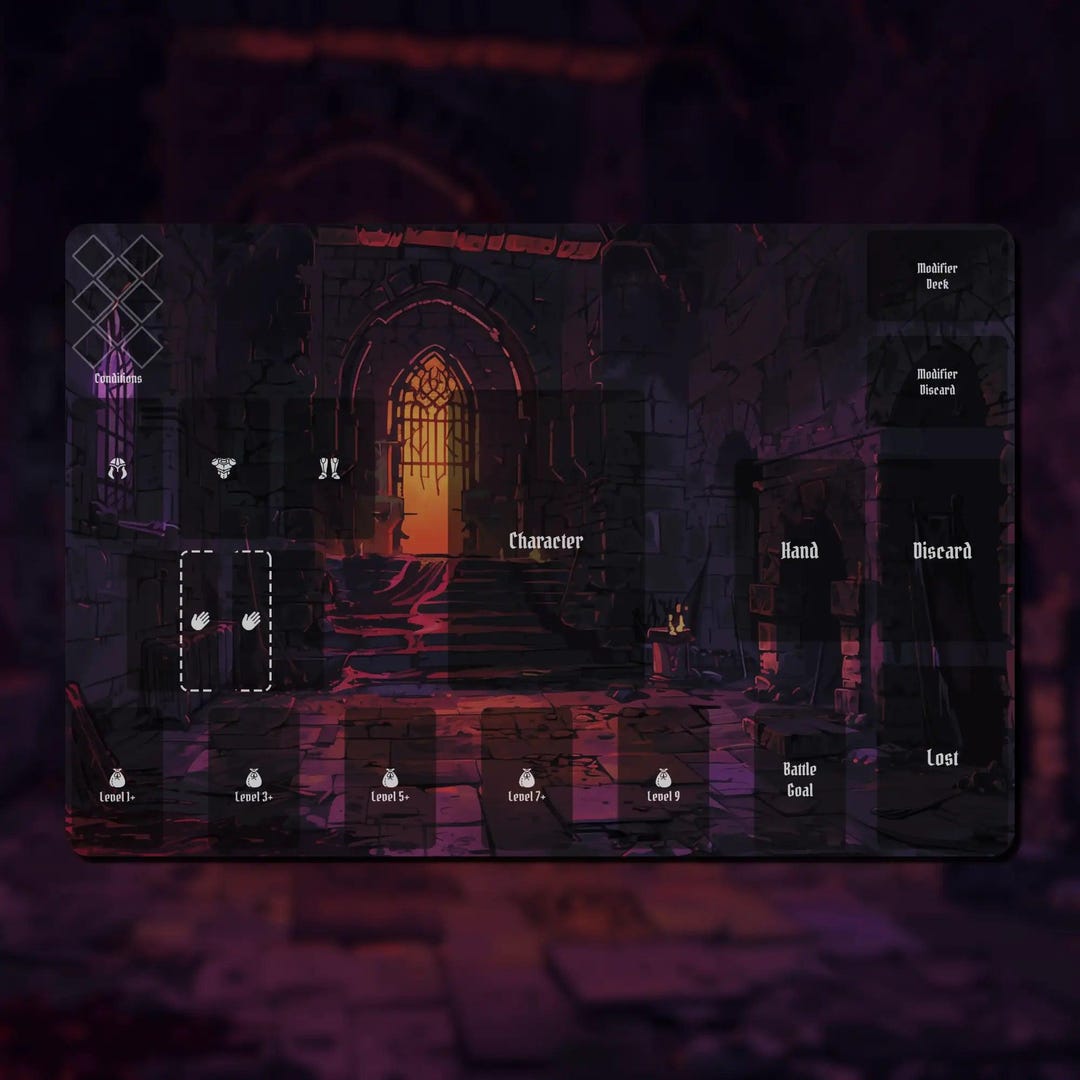 Gloomhaven: Jaws of the Lion Character Neoprene Playmat, Dungeon, 18 X ...