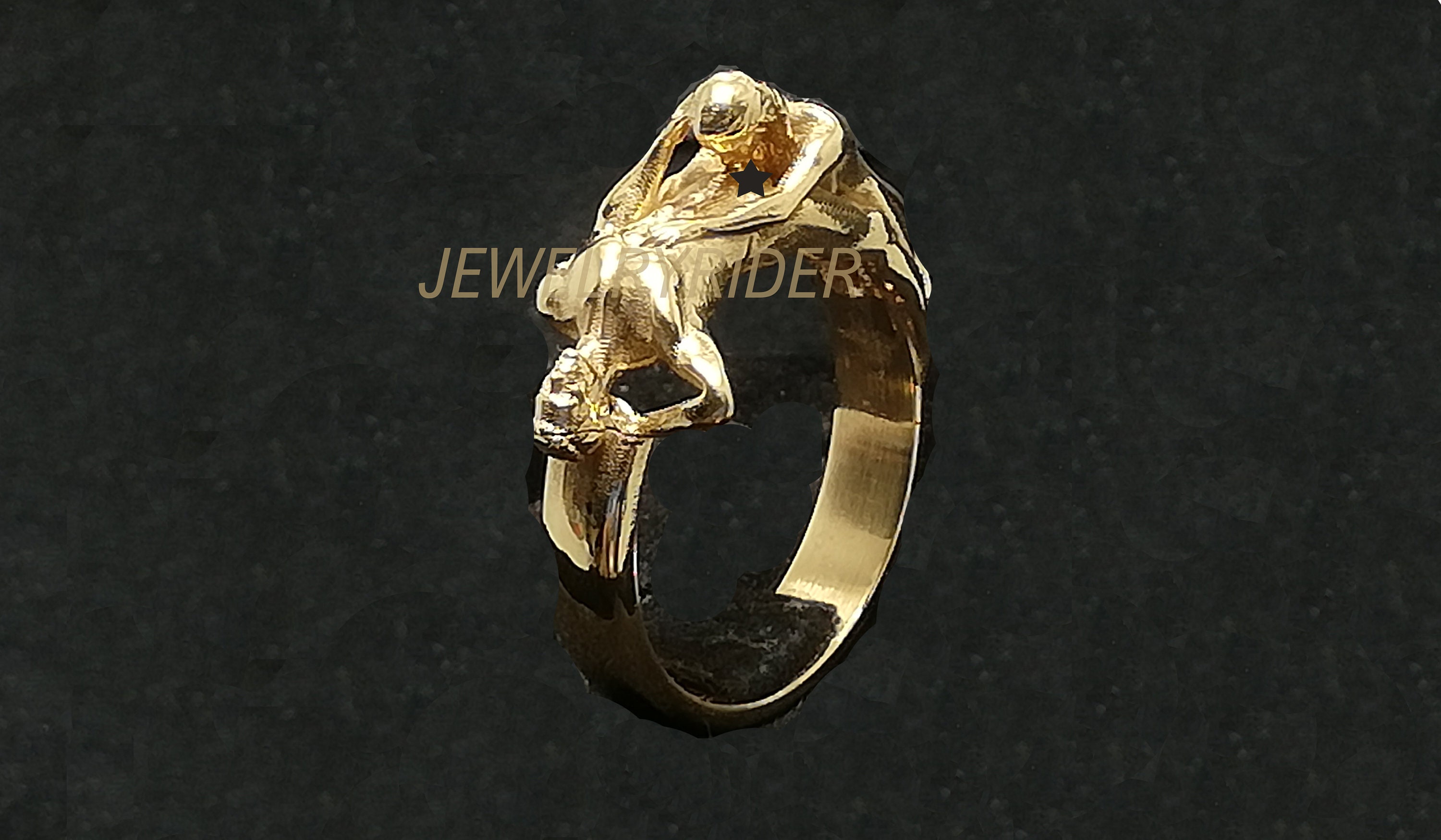 A Couple in Two-4-one Head Style Position Statement Ring. Kinky ...