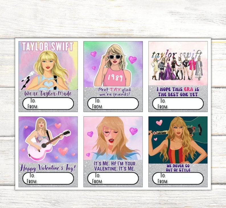 Taylor Swift Eras Instant Download Printable Valentines Day Cards, Kids ...