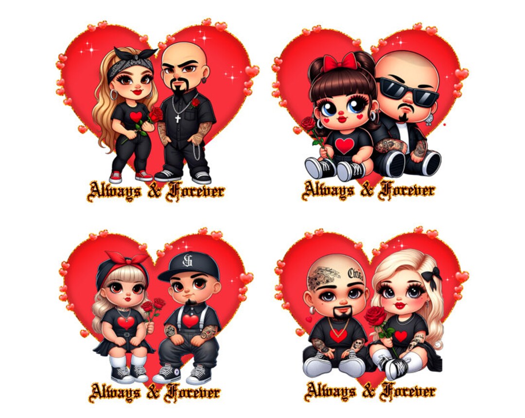 5 Valentine Old School Chola Png Bundle, Spanish Couple Valentine ...