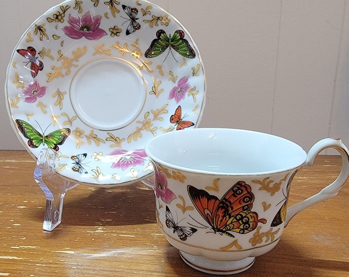Butterfly Fine Porcelain by Allison L.L© Footed Cup and Saucer - Etsy