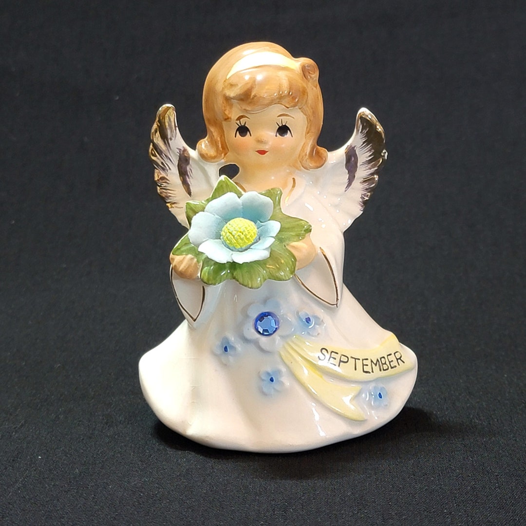 Lefton September Birthday Angel, Sapphire Rhinestone Birthstone, Blue ...
