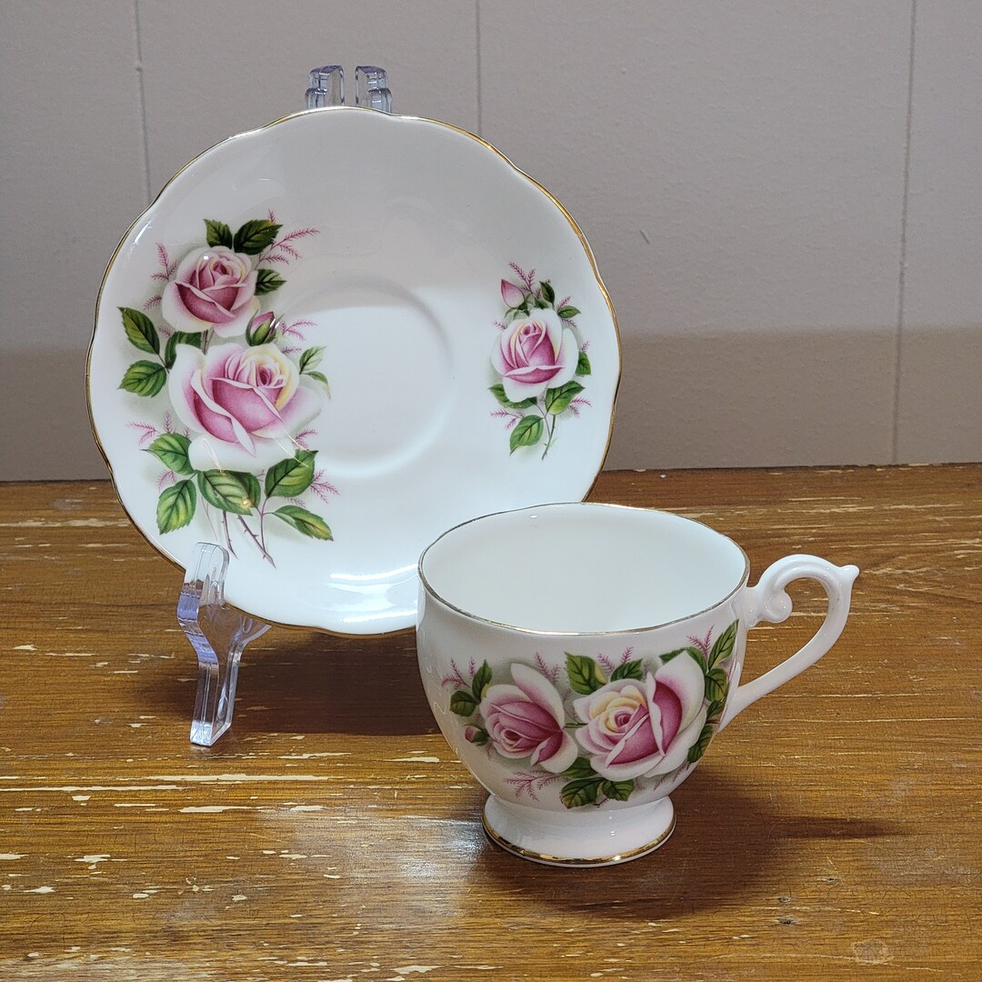 Queen Anne, "madame Butterfly", Pink Rose Floral Tea Cup and Saucer ...