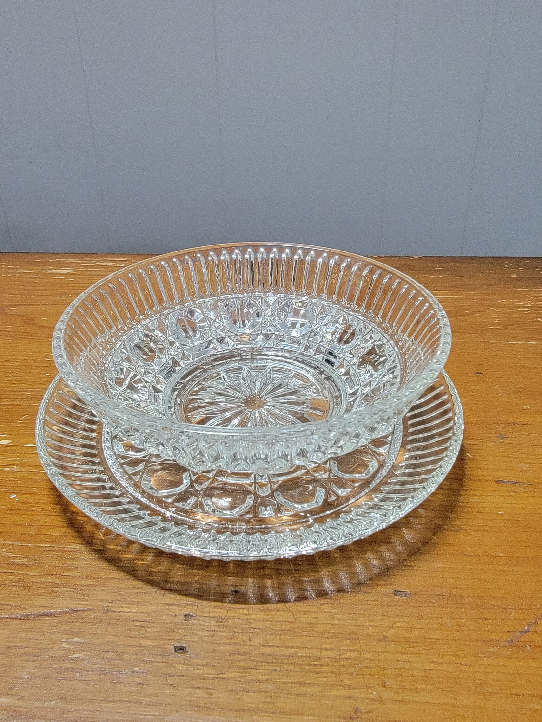 Federal Glass Windsor Clear, Cane and Button Pattern, Mayonnaise Bowl ...
