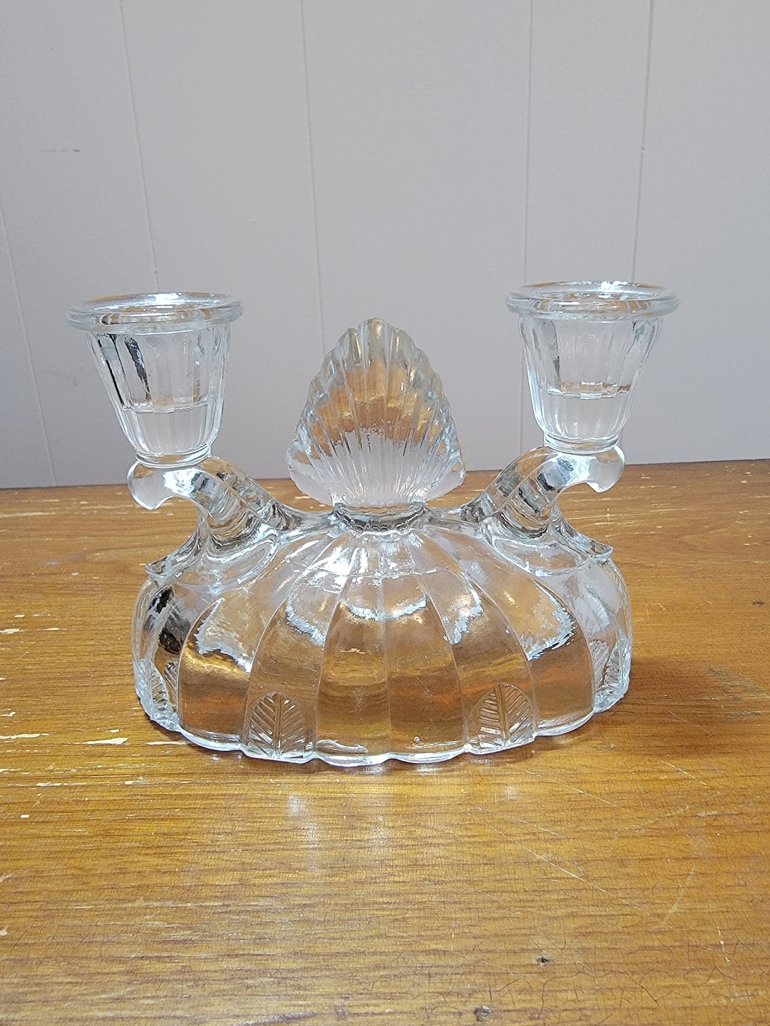 Vintage Double Light Candlestick Holder SMI4 With Center Ridges by E.L. Smith Glass - Etsy