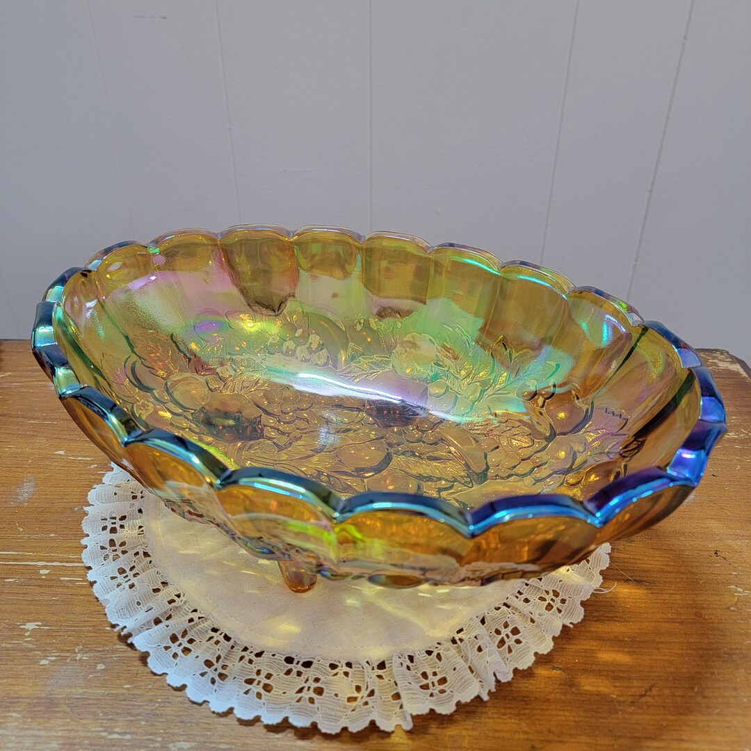 Indiana Glass, Garland Amber Carnival, 12" Centerpiece - Etsy