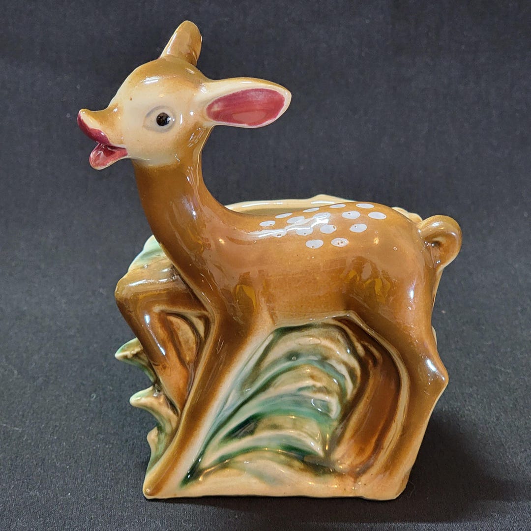 Vintage Shafford Japan, Hand Decorated Ceramic Fawn, Deer Planter, Mid ...