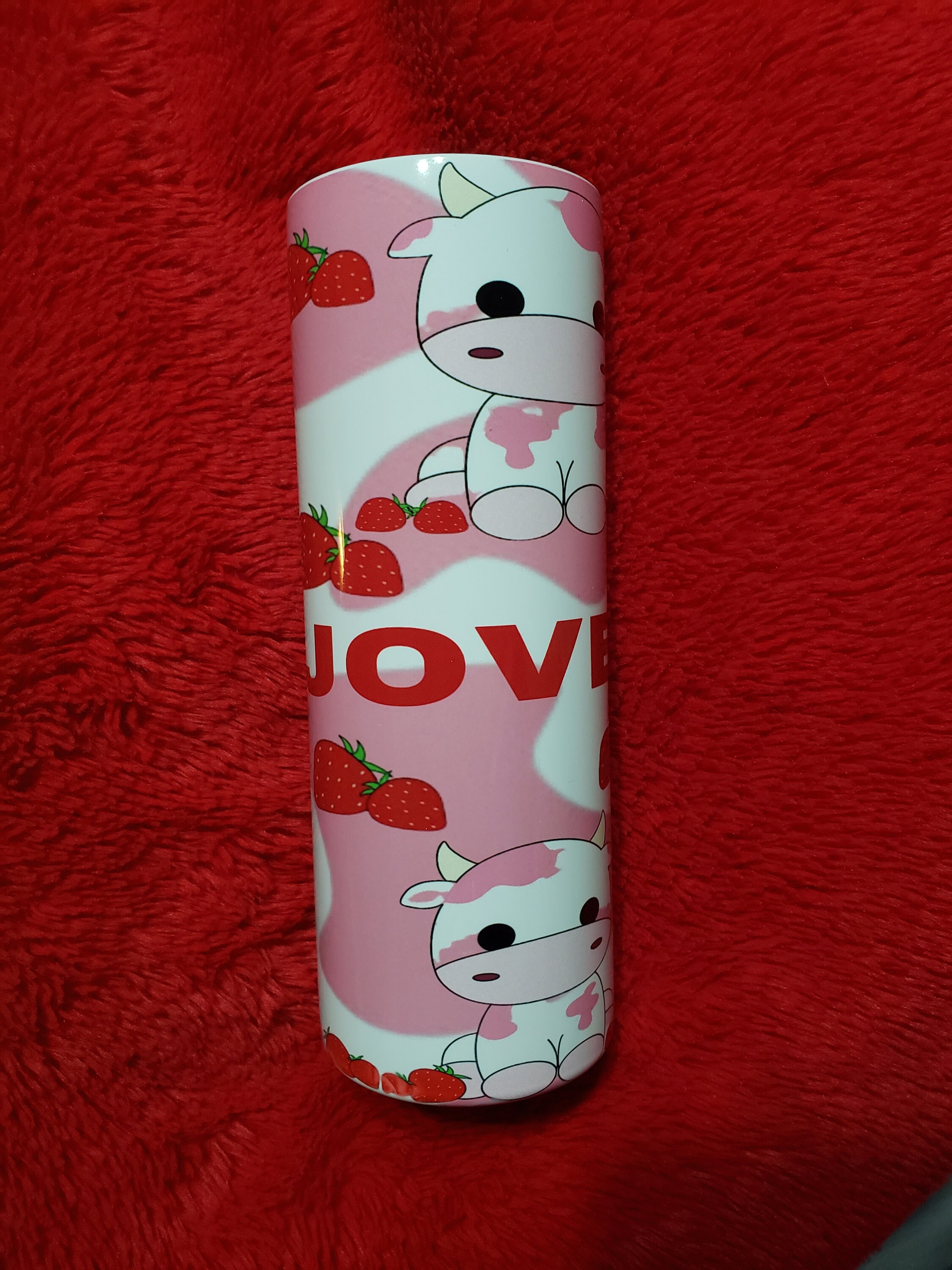 Pink Strawberry Cow PNG File for 20oz Skinny Tumbler - Etsy