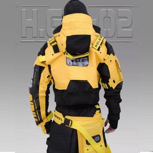 Men’s Yellow Techwear Tactical Jacket | Cyberpunk Streetwear Outerwear ...