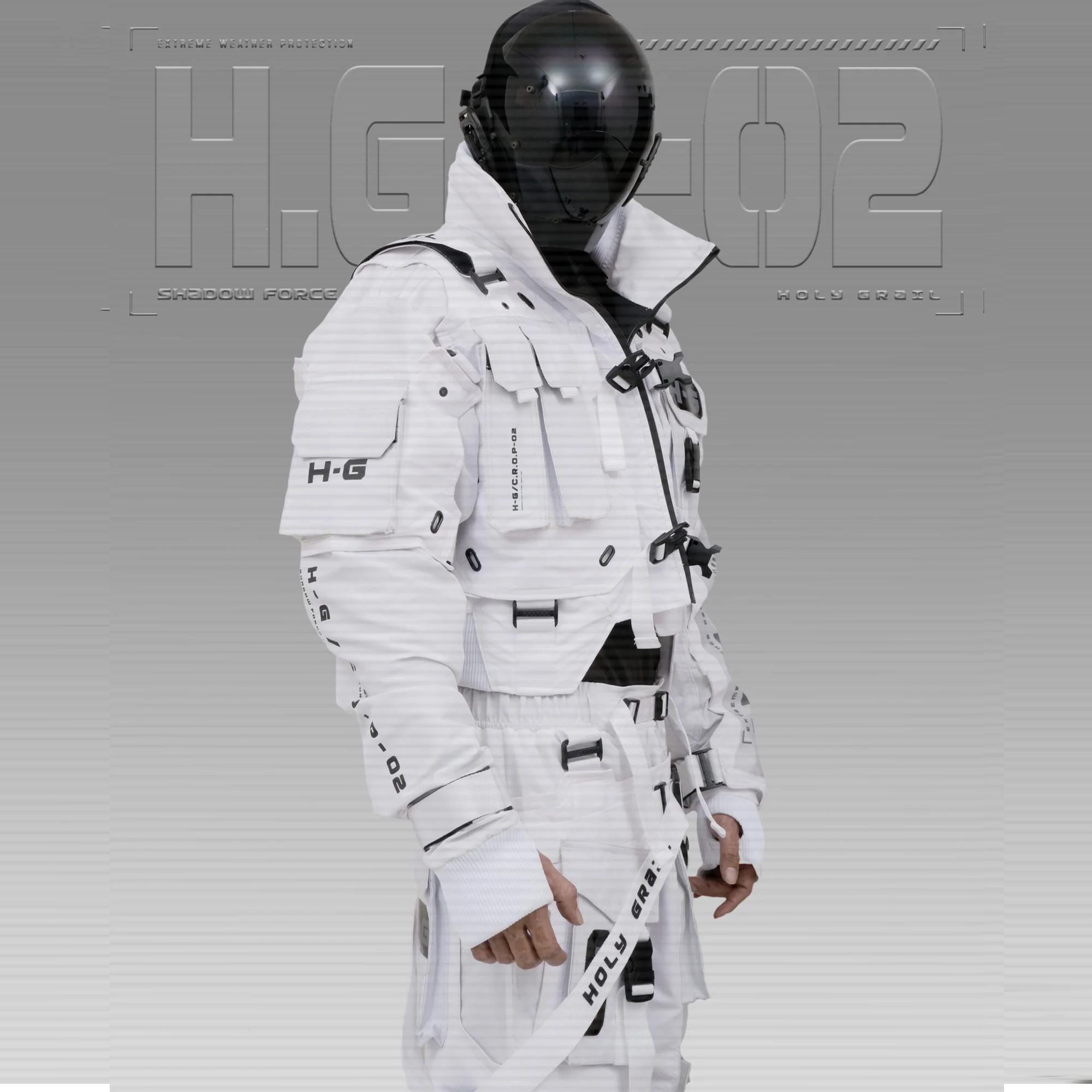 White Cyberpunk Techwear Jacket: Waterproof Tactical Hoodie, Futuristic ...