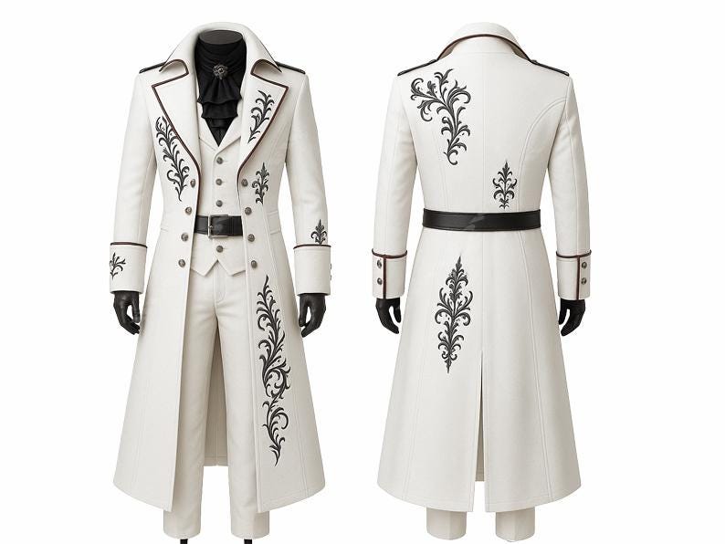 Victorian Gothic Steampunk Embroidered Men’s Suit Coat | Halloween ...
