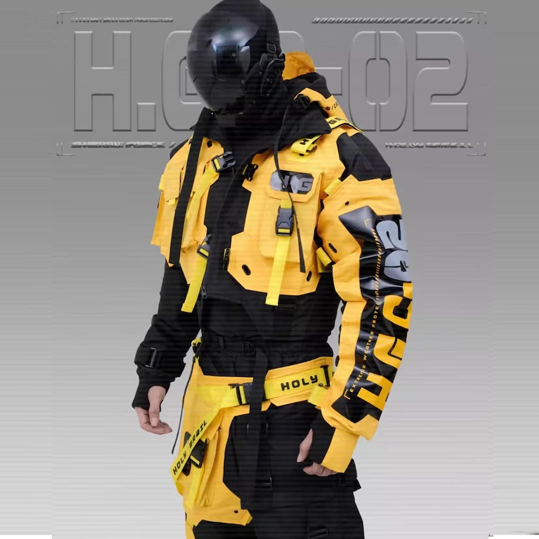 Yellow Techwear Tactical Jacket: Cyberpunk Streetwear Outerwear - Etsy