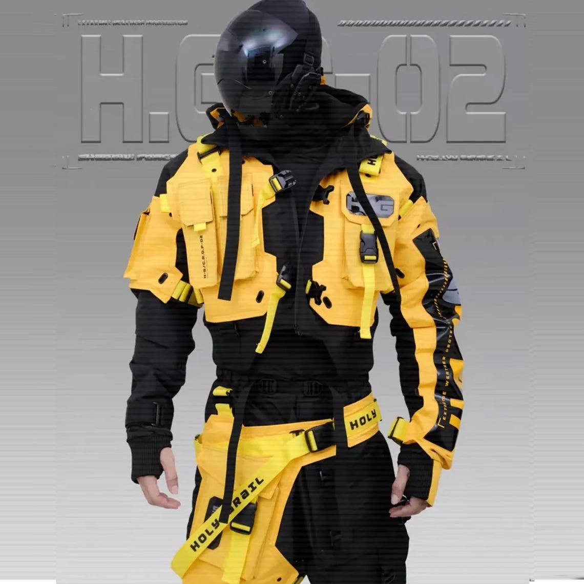 Yellow Techwear Tactical Jacket: Cyberpunk Streetwear Outerwear - Etsy