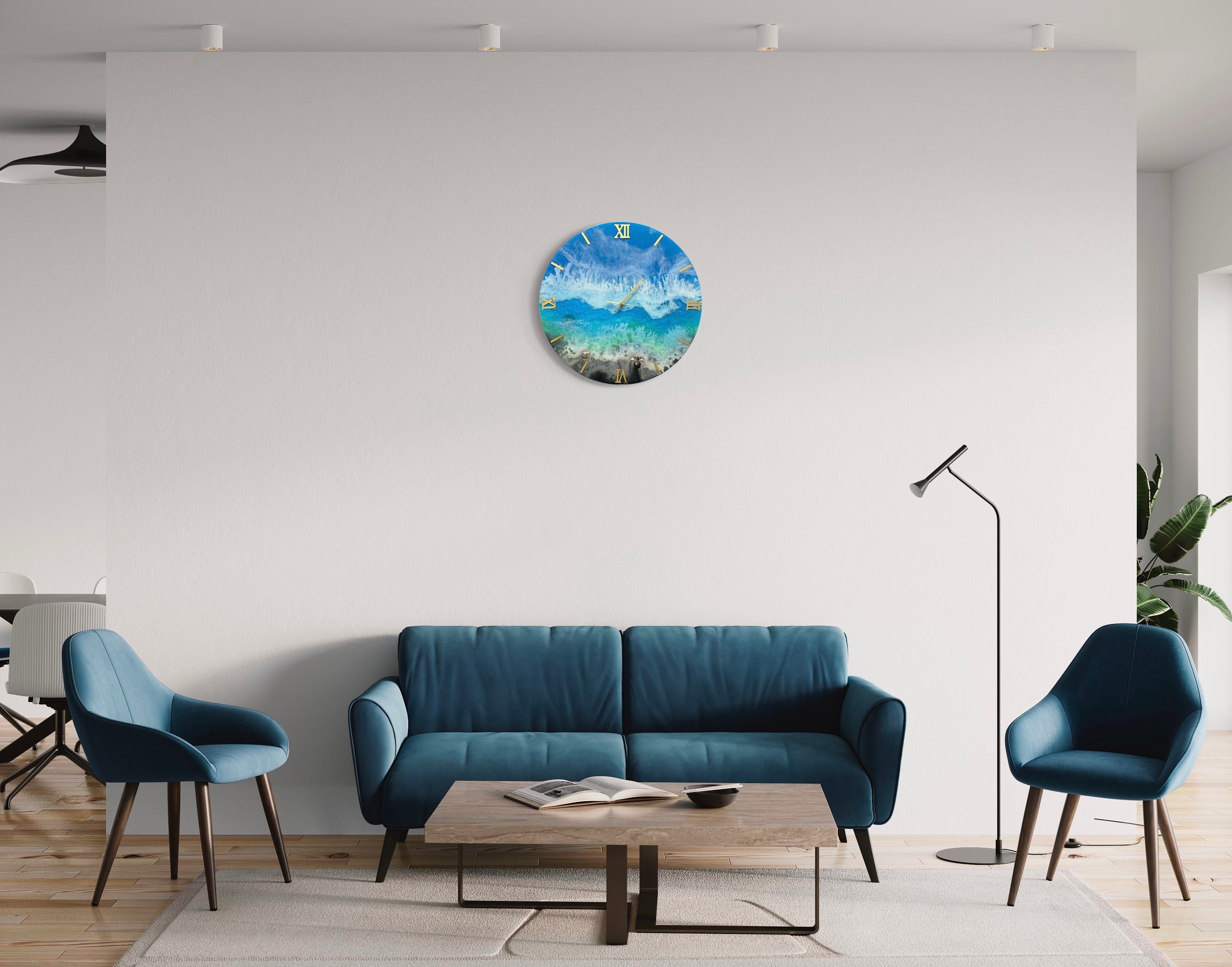 Oceanic Harmony | Art | Working Clock | Epoxy | Acrylic | 60 Cm ...