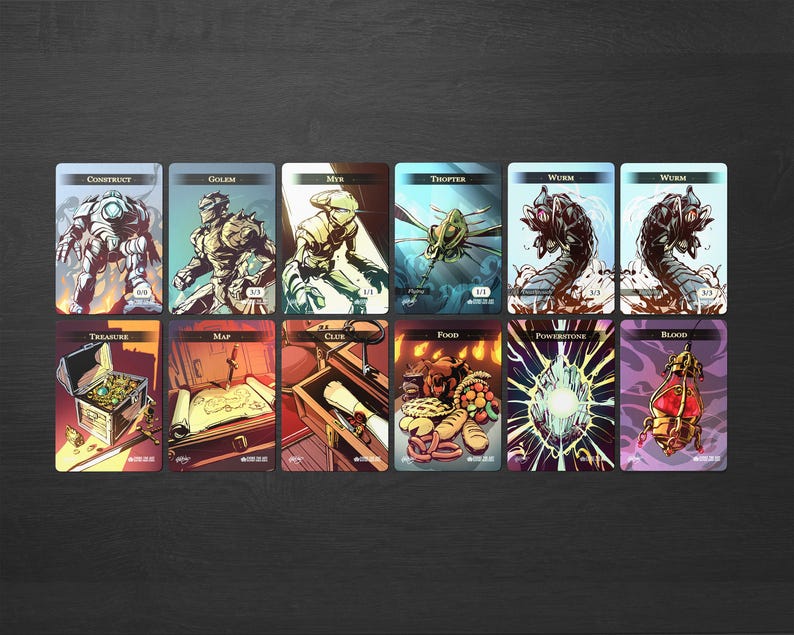 MTG Artificers' Metal Token Set, Double-sided Design With 6 Artifact ...