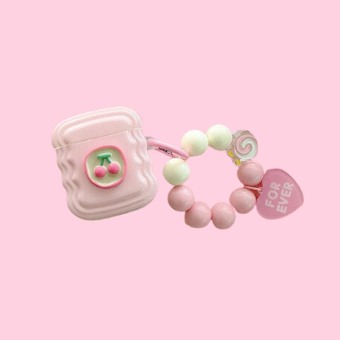 Wavy Girly Baby Pink Kawaii Fruit Cherry Airpods Case for - Etsy