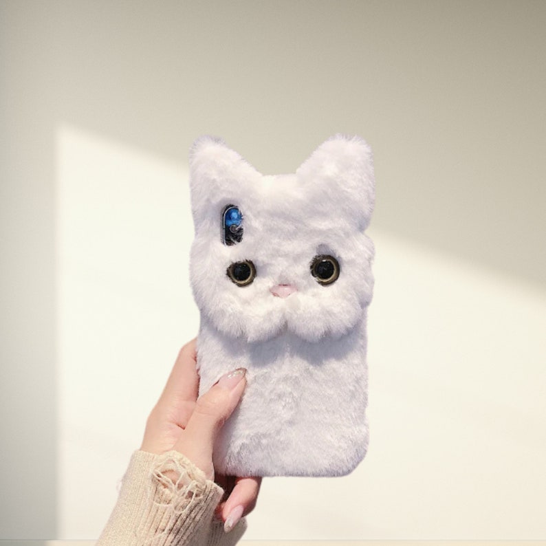 Warm Pink White Black Plush Phone Case for iPhone 14 XS XR X 13 12 11 ...
